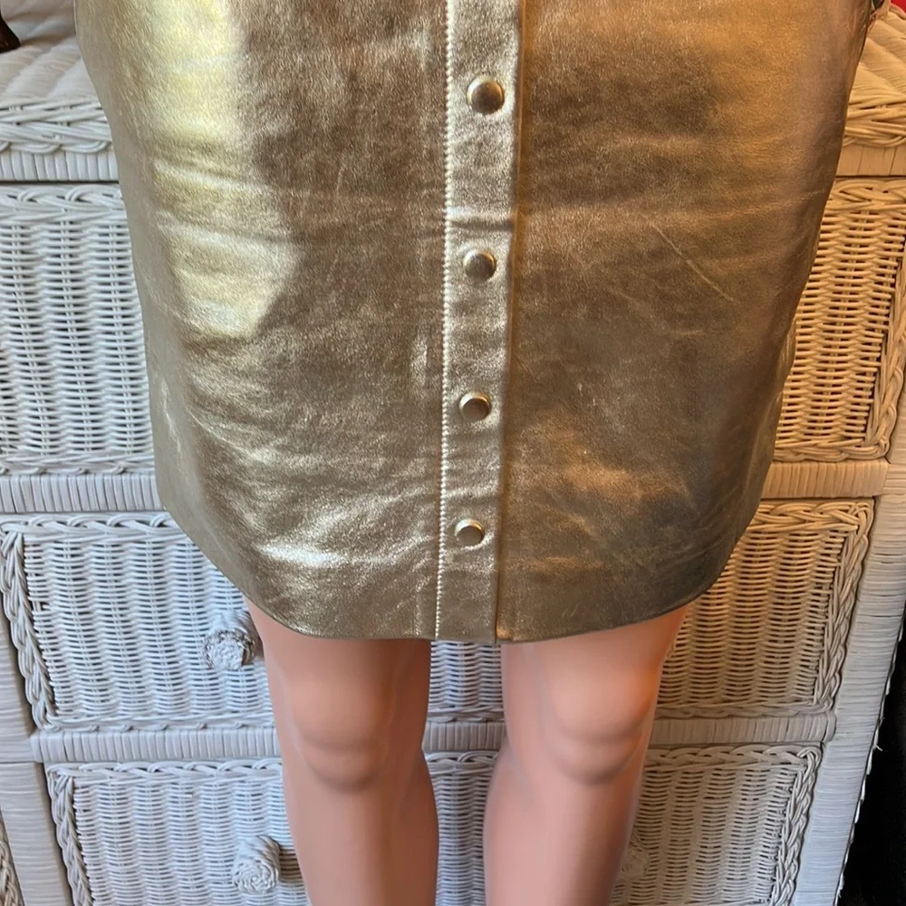 ba&sh | Skirts | Bash Mini Skirt Lamb Metallized Leather Full Lining ...